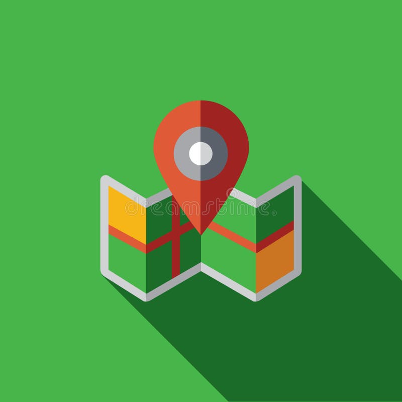 Vector Icon Illustration with Map and Geo in Flat Design Style Stock ...