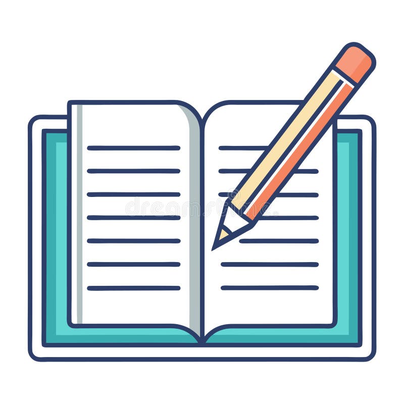 Open Book and Pencil Vector Icon Illustration. Education Concept, Flat ...