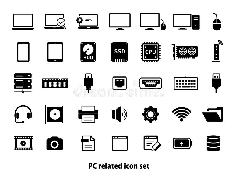 Vector Icon Illustration Set of PC Related Parts Stock Vector ...