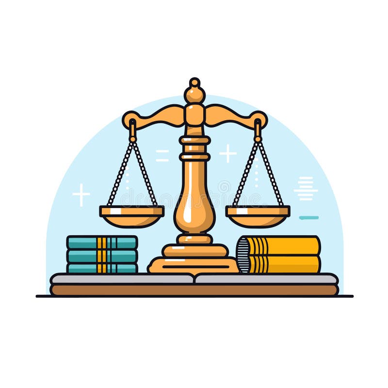 Vector Icon of a Judge S Scale with Books Representing the Balance of ...