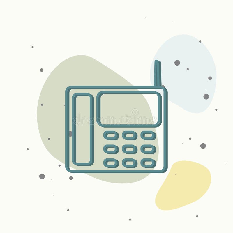 Vector Icon Landline Phone with Buttons on Multicolored Background ...