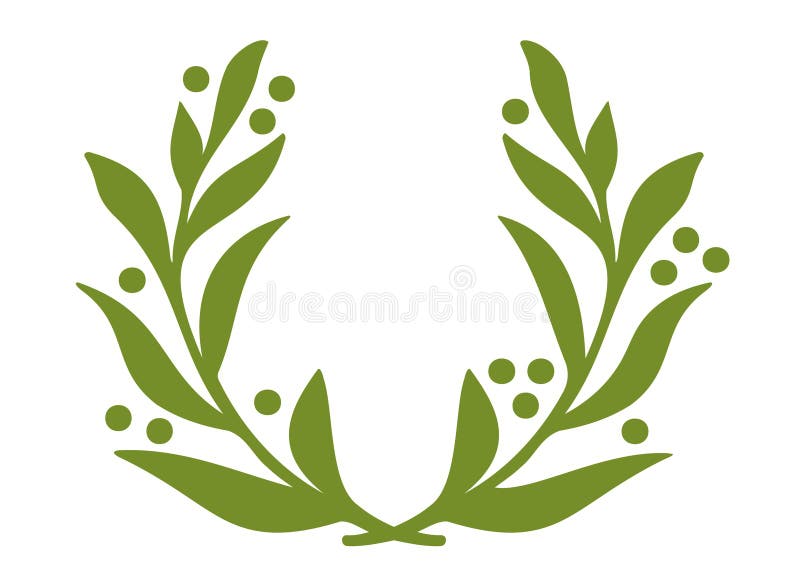 Vector Icon of Laurel Wreath. Retro Emblem of Green Laurel Wreath Stock ...