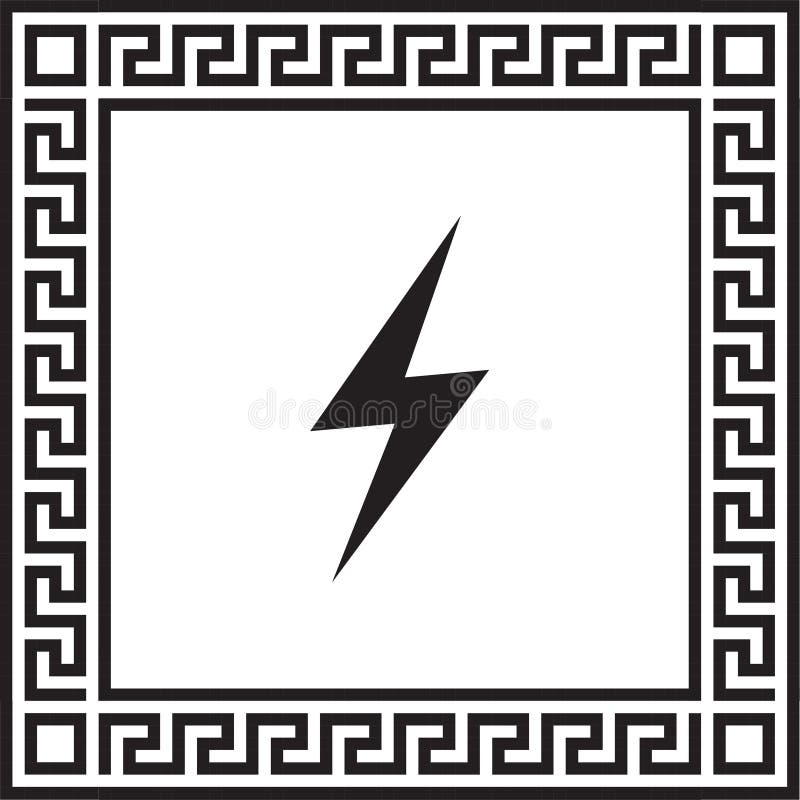 Vector Icon Lightning in a Frame with a Greek Ornament Stock ...