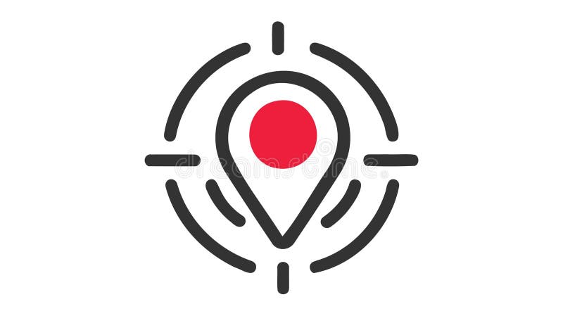 Vector Icon of a Location Pin Encircled by a Stylized Radar Stock ...