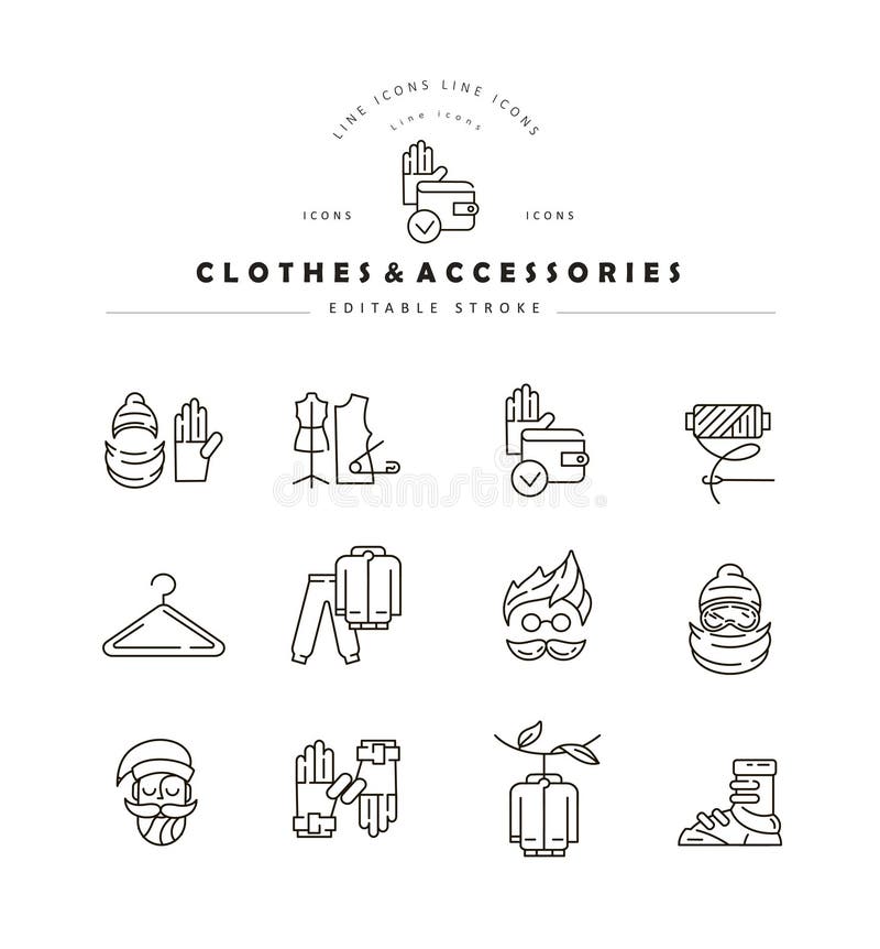 Vector Icon and Logo for Clothes and Accessories. Editable Outline ...