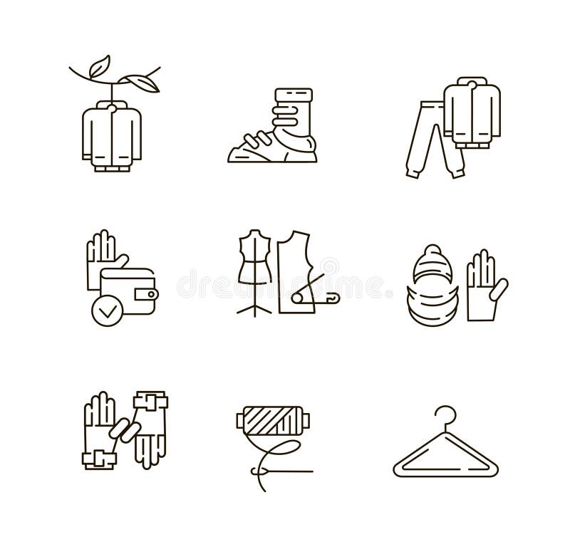 Vector Icon and Logo for Clothes and Accessories. Editable Outline ...