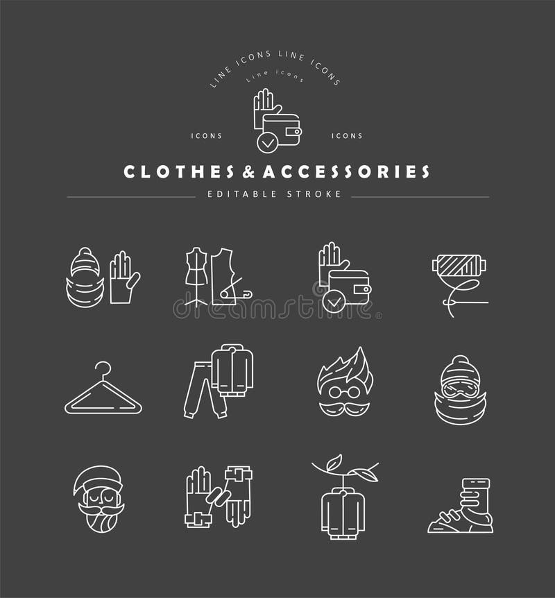 Vector Icon and Logo for Clothes and Accessories. Editable Outline ...