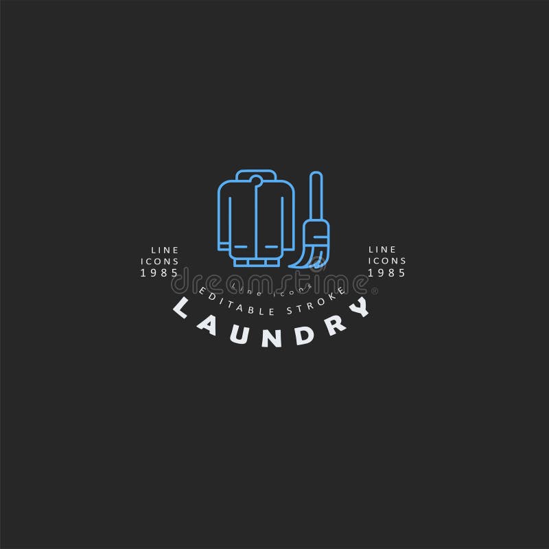 Vector Icon and Logo for Laundry and Dry Clinning. Editable Outline ...