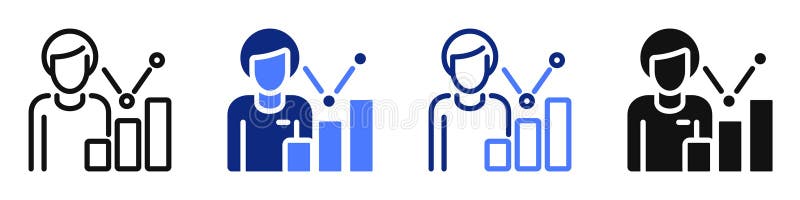 Vector Icon or Logo of Person Data Graph Stock Vector - Illustration of ...
