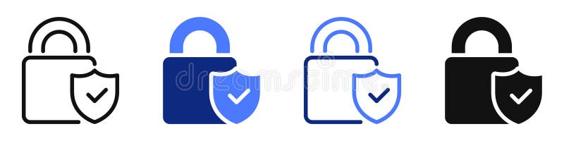 Vector Icon or Logo of Security Padlock with Shield Stock Illustration ...