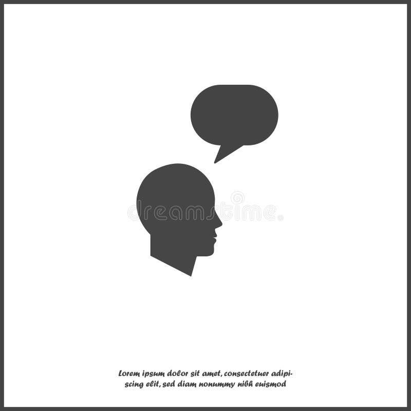 Vector Icon of a Man`s Head. a Man Thinks on White Isolated Background ...