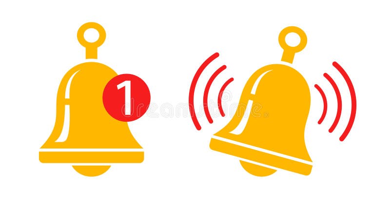 Vector Icon of Metallic Bell in Flat Style. Vector Ringing Bell for ...