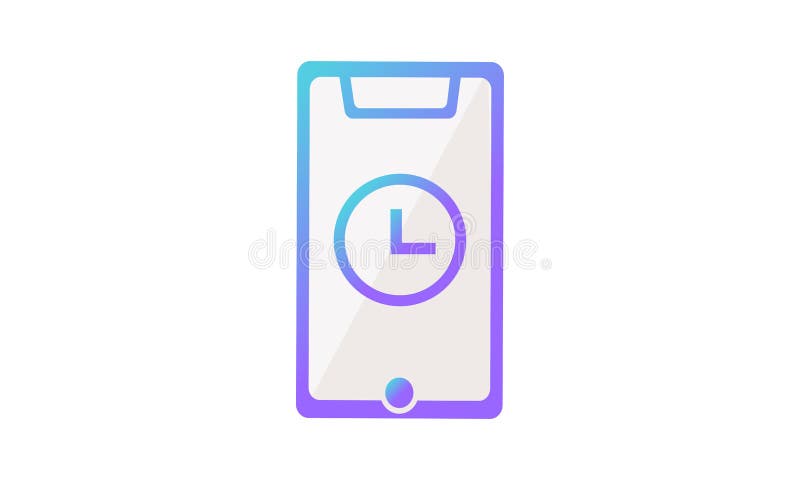 Vector Icon. Mobile Phone and Time Icon Concept. Modern Gradient Style ...