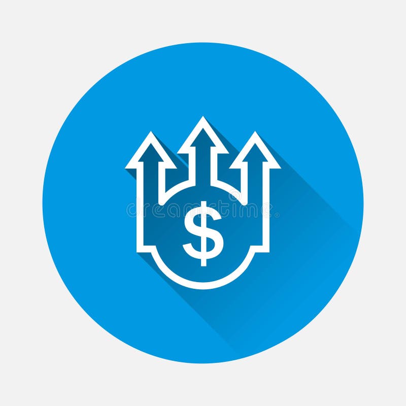Vector Icon Money Income Icon on Blue Background. Flat Image with Long ...