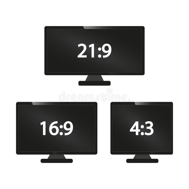 Vector Icon Monitor Sizes 4:3, 16:9, 21:9. TV Screen Lcd Monitor ...