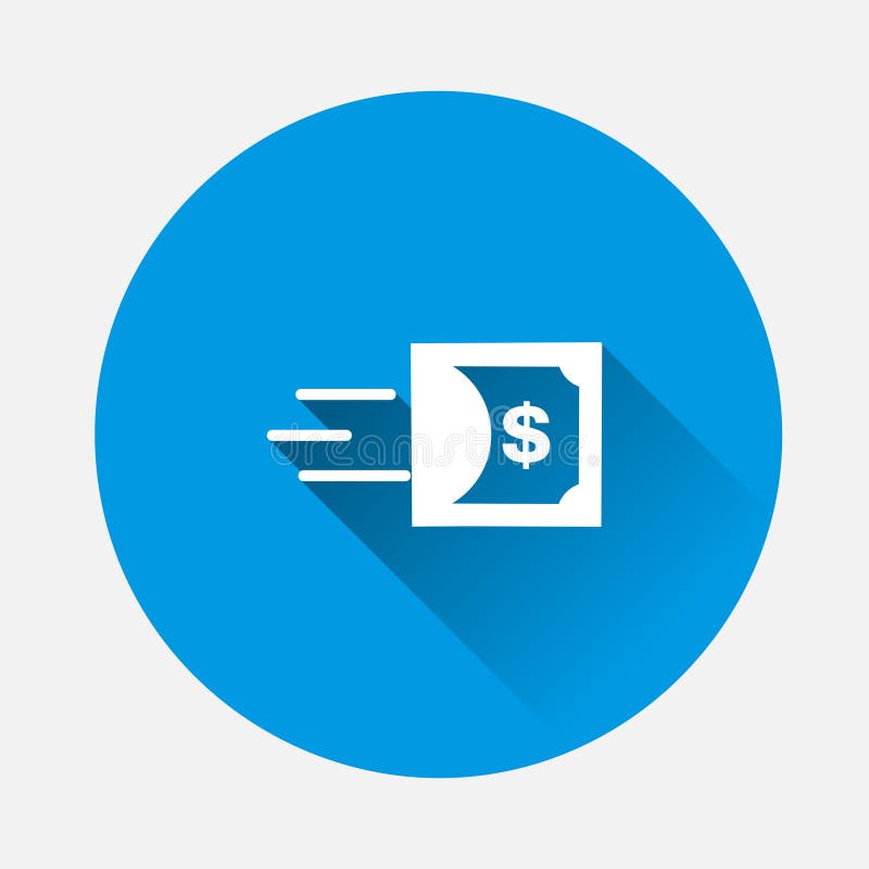Vector Icon of the Movement of Dollar on Blue Background. Symbol of ...