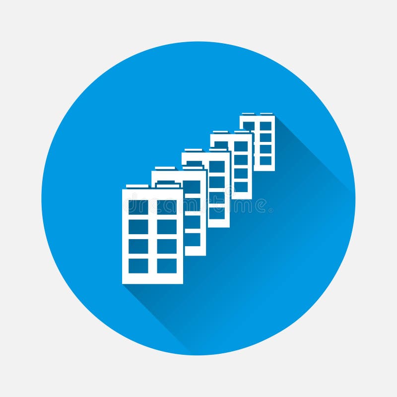 Vector Icon Multistory Building, City District Icon on Blue Background ...