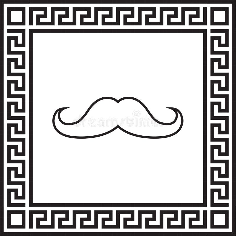 Vector Icon Mustache in a Frame with a Greek Ornament Stock ...