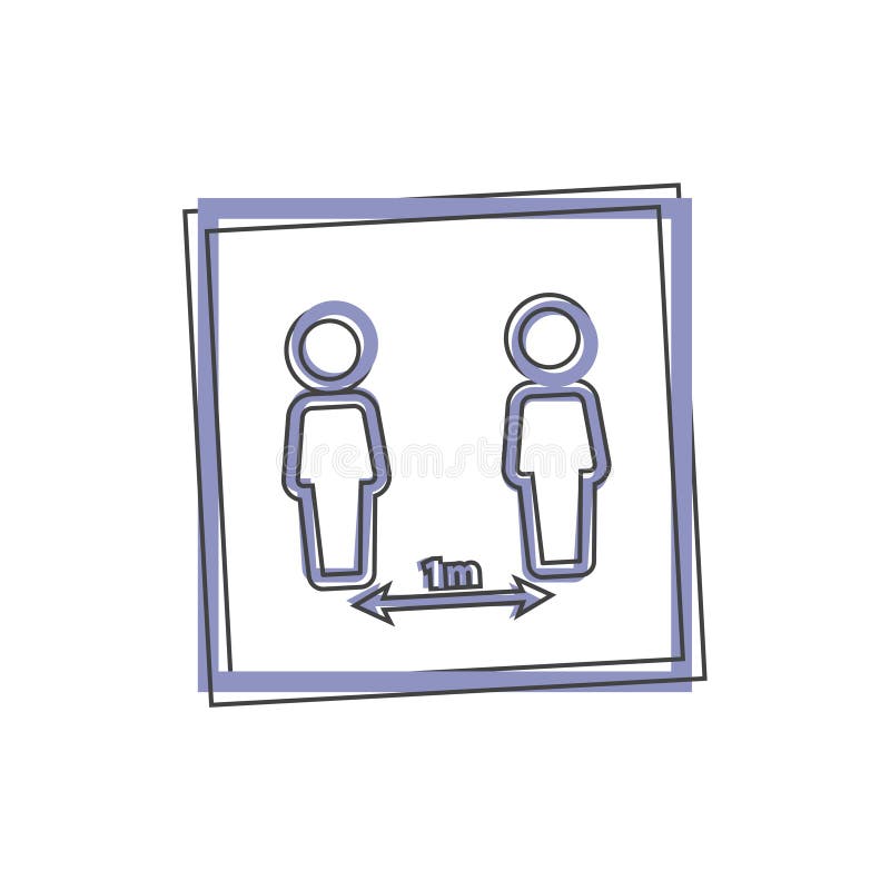 Vector Icon Need To Keep Distance between People on Cartoon Style on ...