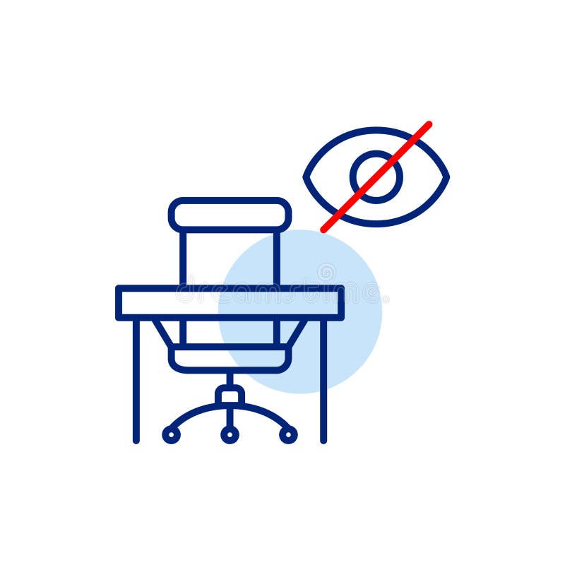 Vector Icon of Office Desk and Chair with Crossed-out Eye, Symbolizing ...