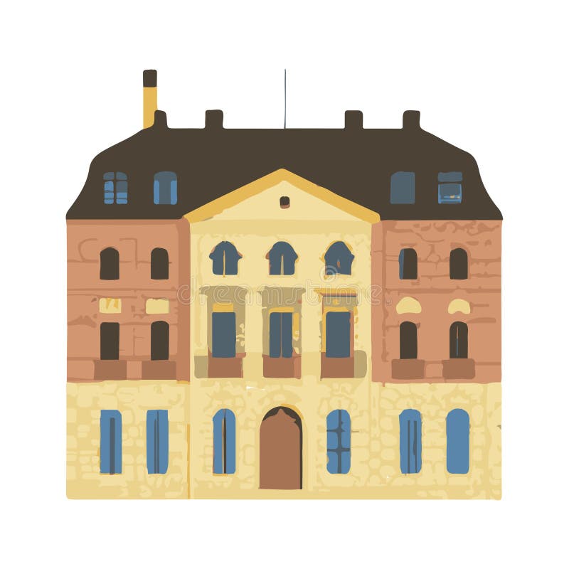 Vector Icon of Old German Berlin House Separated on White Stock Vector ...