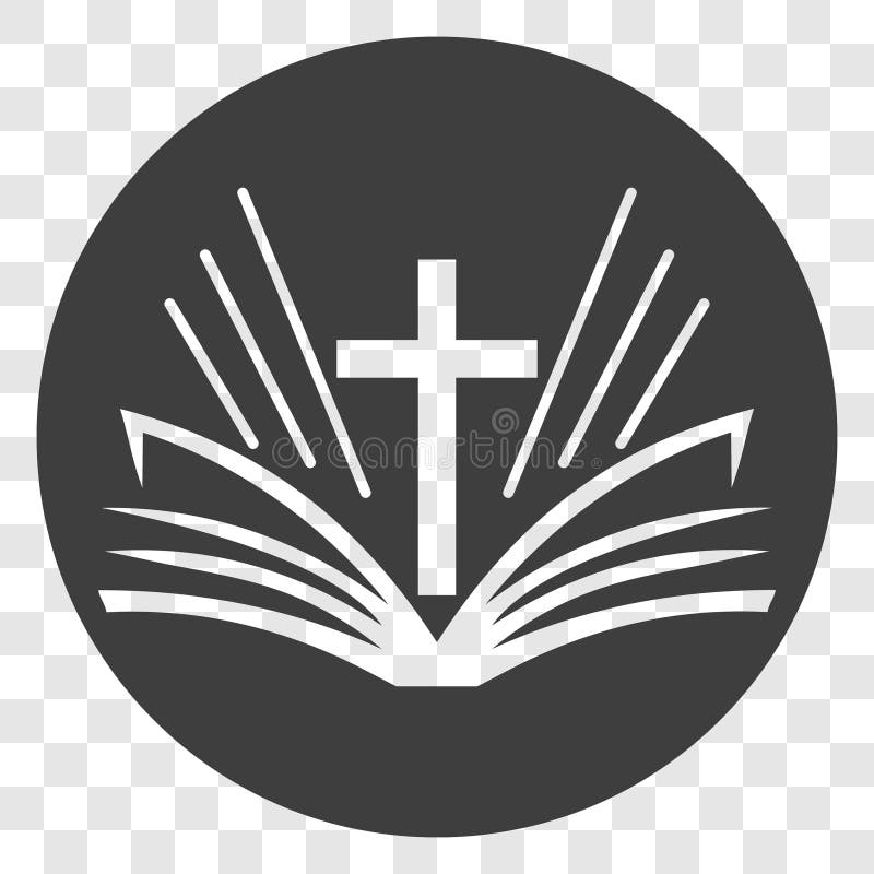Vector Icon of an Open Bible with a Cross on a White Background Stock ...