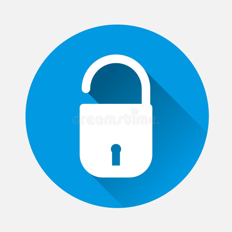 Vector Icon Open Padlock. Open Lock Icon on Blue Background Stock ...