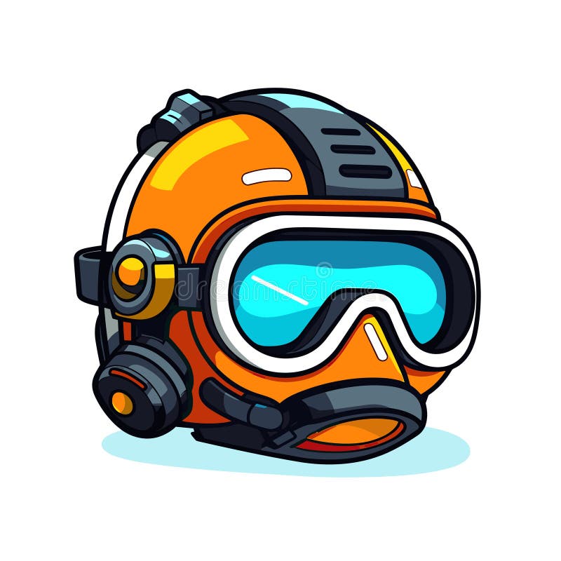 Vector Icon of an Orange Diving Mask with Goggles on a White Background ...