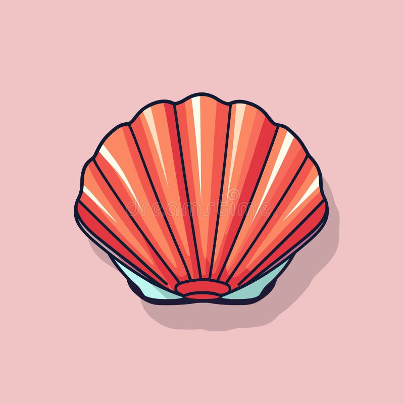 Vector Icon of an Orange Shell on a Pink Background, with a Modern and ...