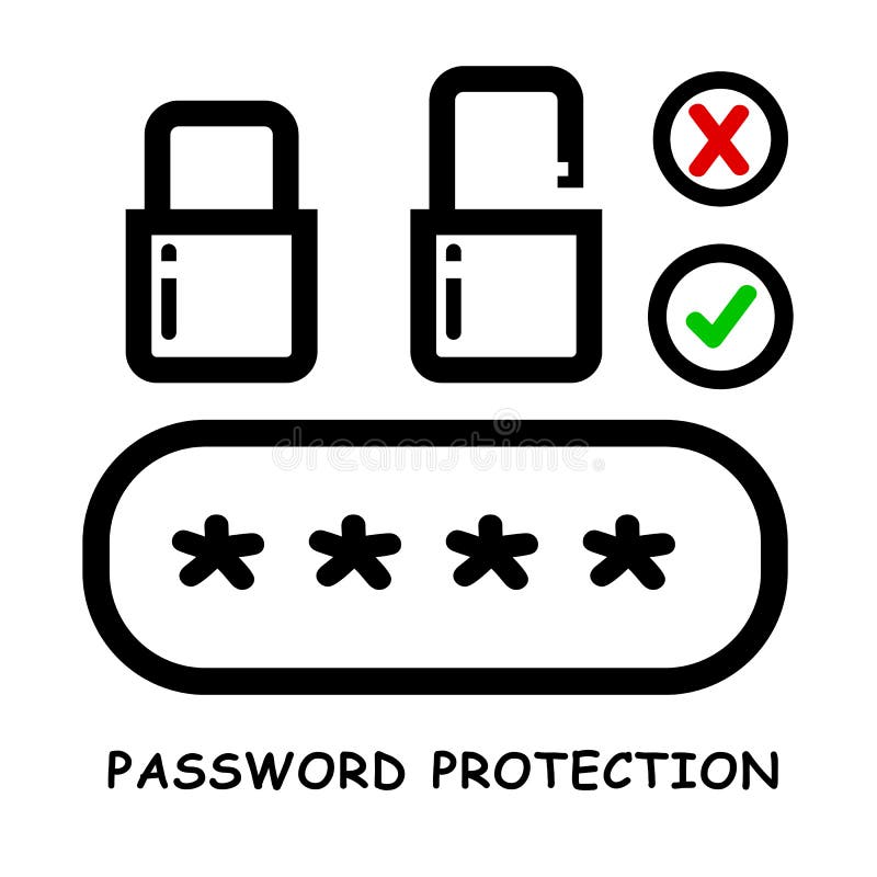 Icon, Password Protection, Isolated on White Stock Vector ...