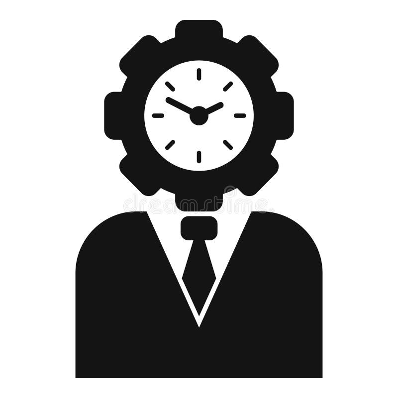 Vector Icon of a Person in Business Attire with a Cogwheel Clock Head ...