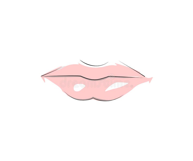 Vector icon of pink lips. stock vector. Illustration of mouth - 124701750