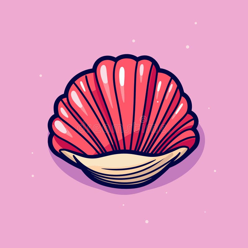 Vector Icon of a Pink Shell on a Pink Background - Minimalist and ...