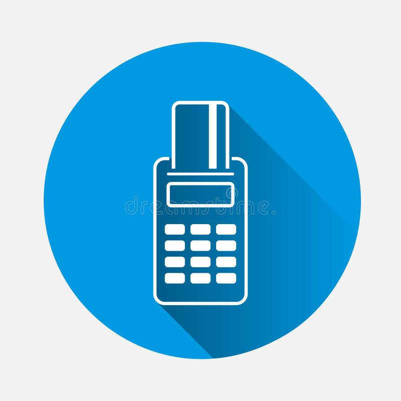 Vector Icon POS Terminal Credit Card Icon on Blue Background. Flat ...