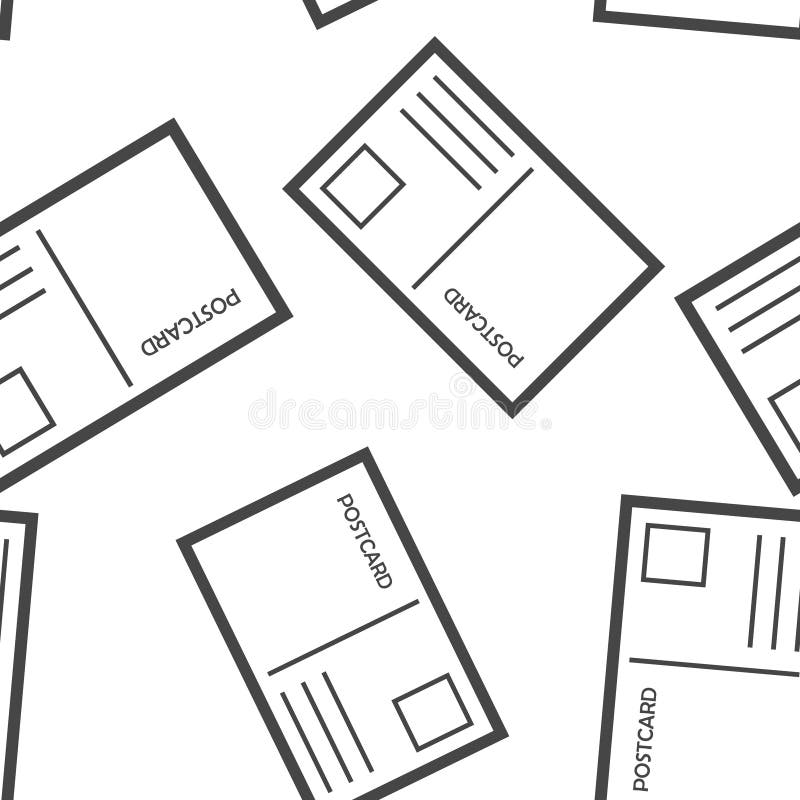 Vector Icon Postcard Seamless Pattern on a White Background Stock ...