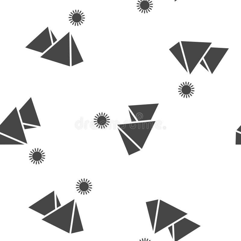 Vector Icon Pyramid and Sun in the Desert Seamless Pattern on a White ...