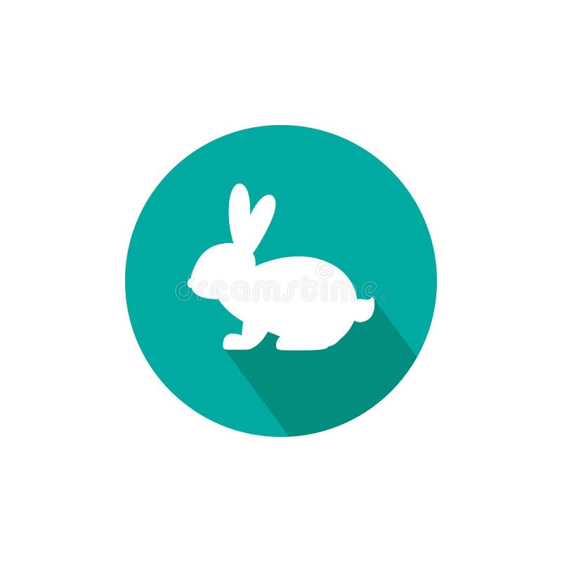 Vector Icon with Rabbit. White Rabbit with Shadow in Blue Circle ...