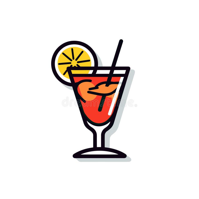 Vector Icon of a Refreshing Drink with a Zesty Lemon Slice on Top Stock ...