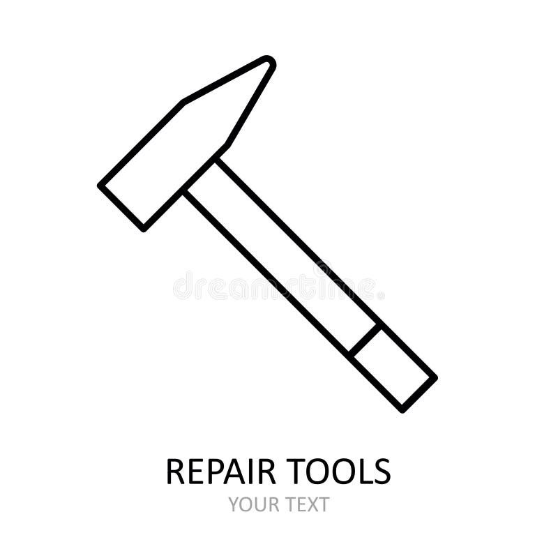 Vector Icon with Repair Tool - Hummer. Outline Black Graphic Stock ...