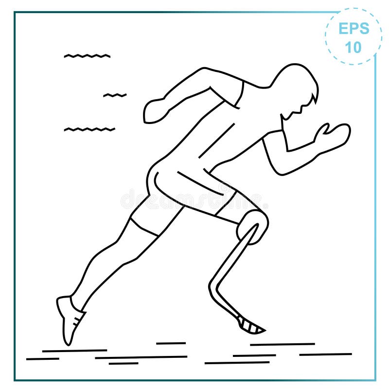 Vector Icon of a Runner with a Prosthesis on His Leg. Competitions of ...