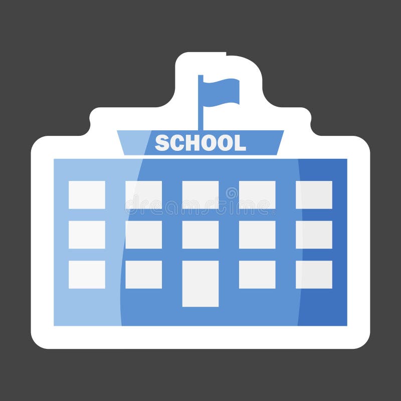 Vector Icon of a School Building Colored Sticker. Layers Grouped Stock ...