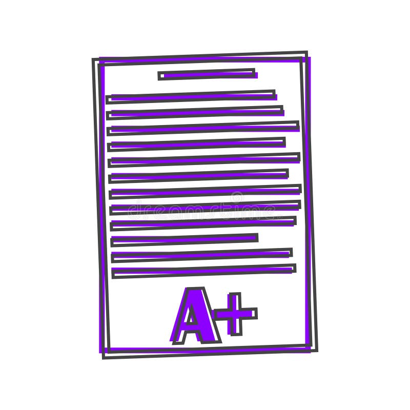 Vector Icon School Form Grades. Excellent Test Result Cartoon Style on ...