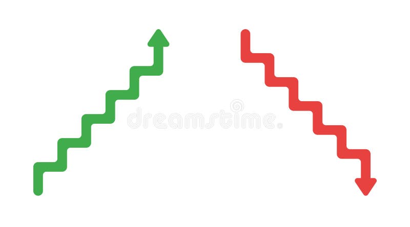 Vector Icon Set of Arrow Stairs Moving Up and Down Stock Vector ...