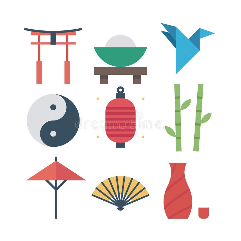 Asian Culture Icon Vector Set Stock Vector - Illustration of multi ...