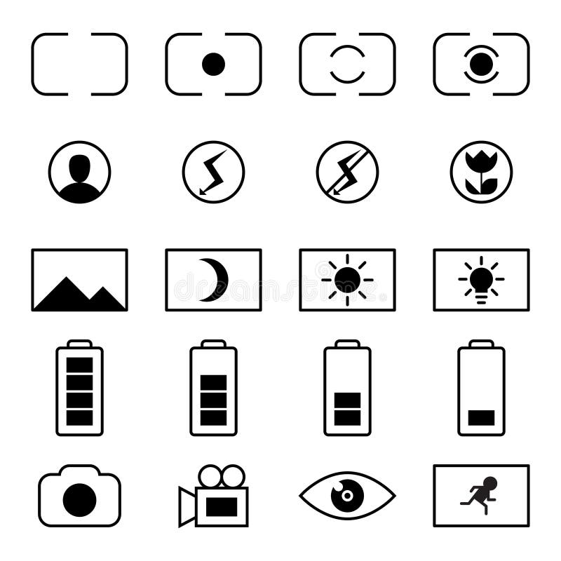 Vector Icon Set of Camera Viewfinder Display Stock Vector ...