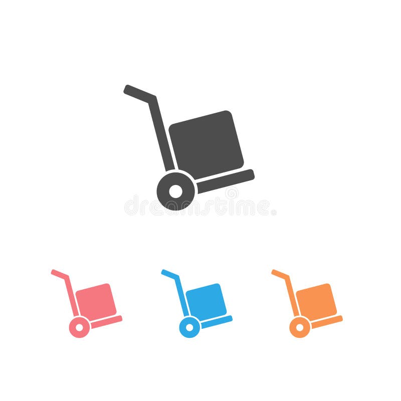 Vector Icon Set Cart with Box on White. Handcart Stock Vector ...