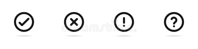 Vector Icon Set of Check Mark, Exclamation Point, Question, Cross in a ...