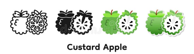 Vector Icon Set of Custard Apple. Stock Vector - Illustration of ...