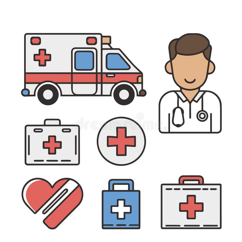 Vector Icon Set of Emergency Medical Symbols Stock Illustration ...