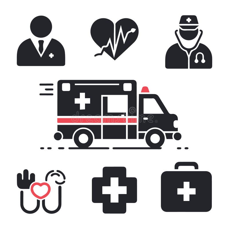 Vector Icon Set of Emergency Medical Symbols Stock Vector ...